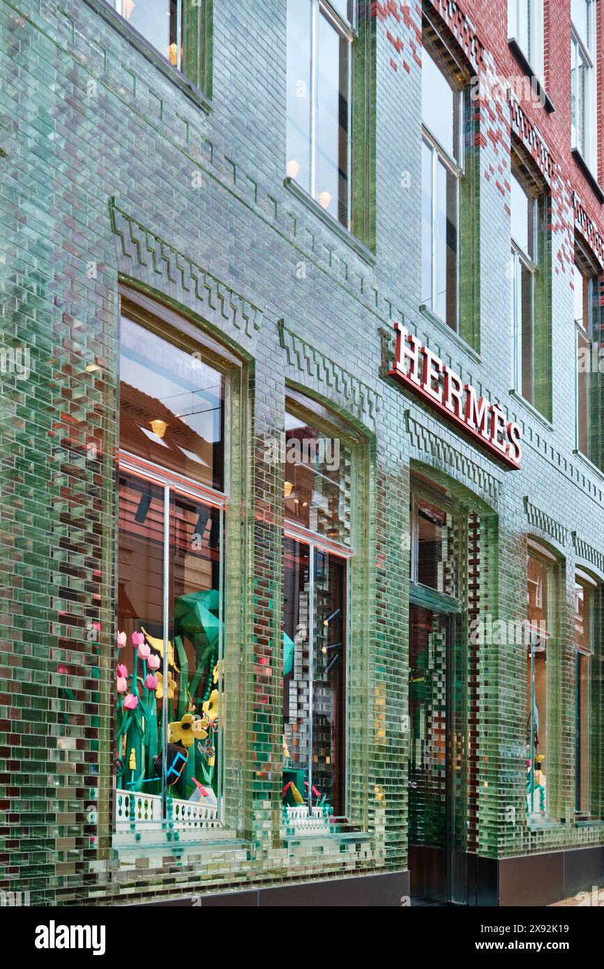 Netherlands, Amsterdam - April 10, 2024: Luxury clothing store Hermes ...