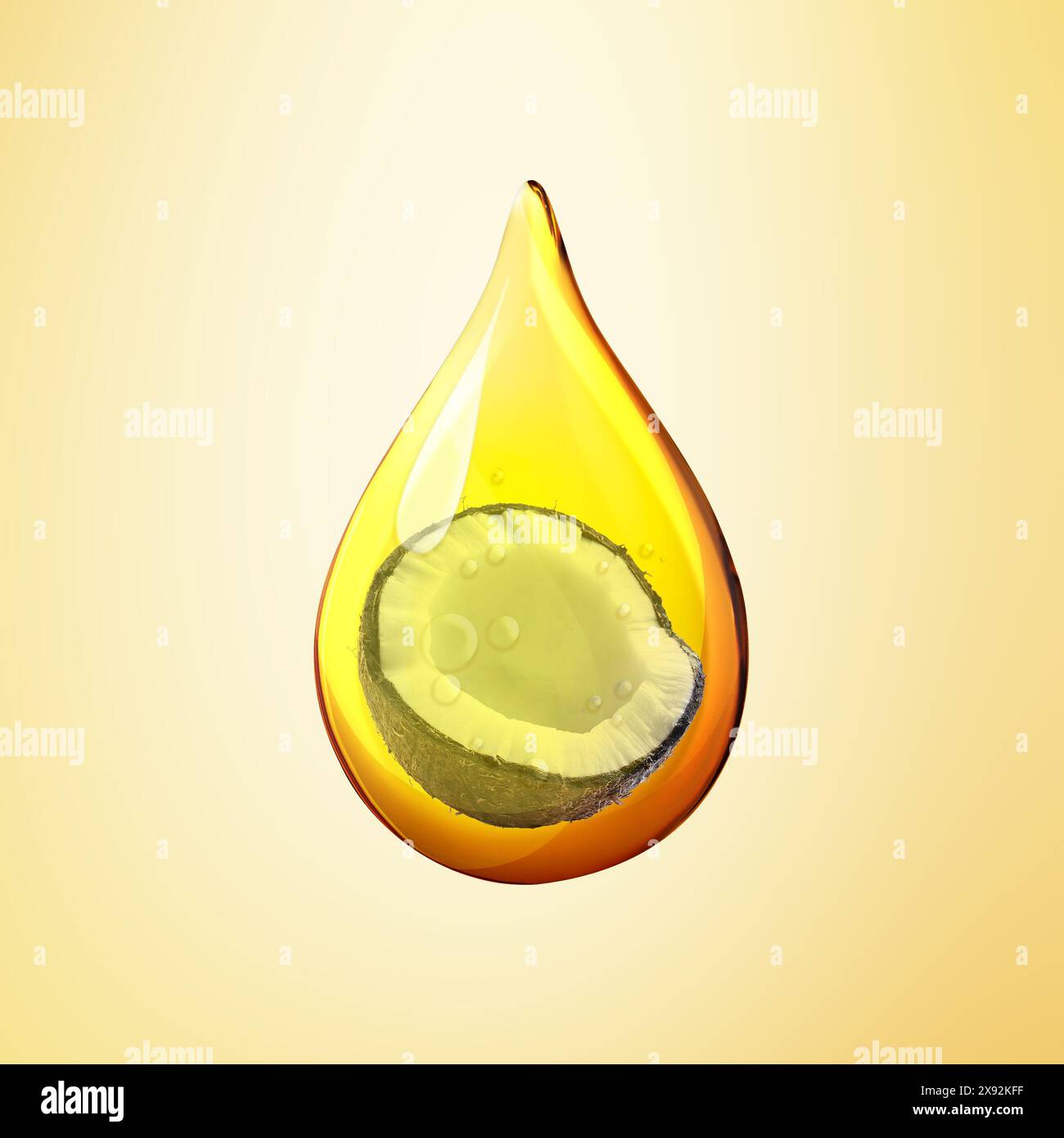 Cooking oil drop with coconut inside on golden background Stock Photo ...