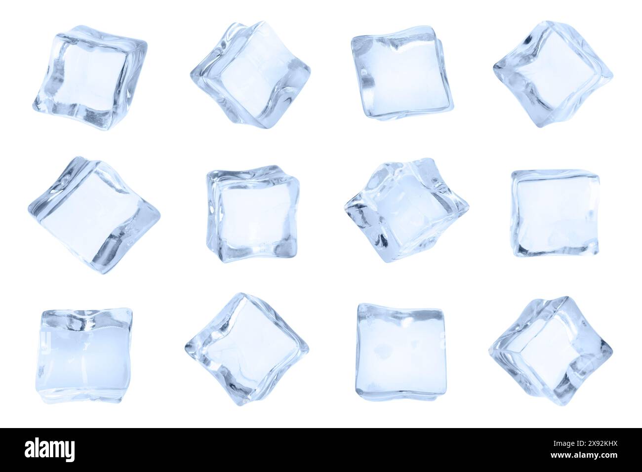 Crystal clear ice cubes isolated on white, set Stock Photo - Alamy