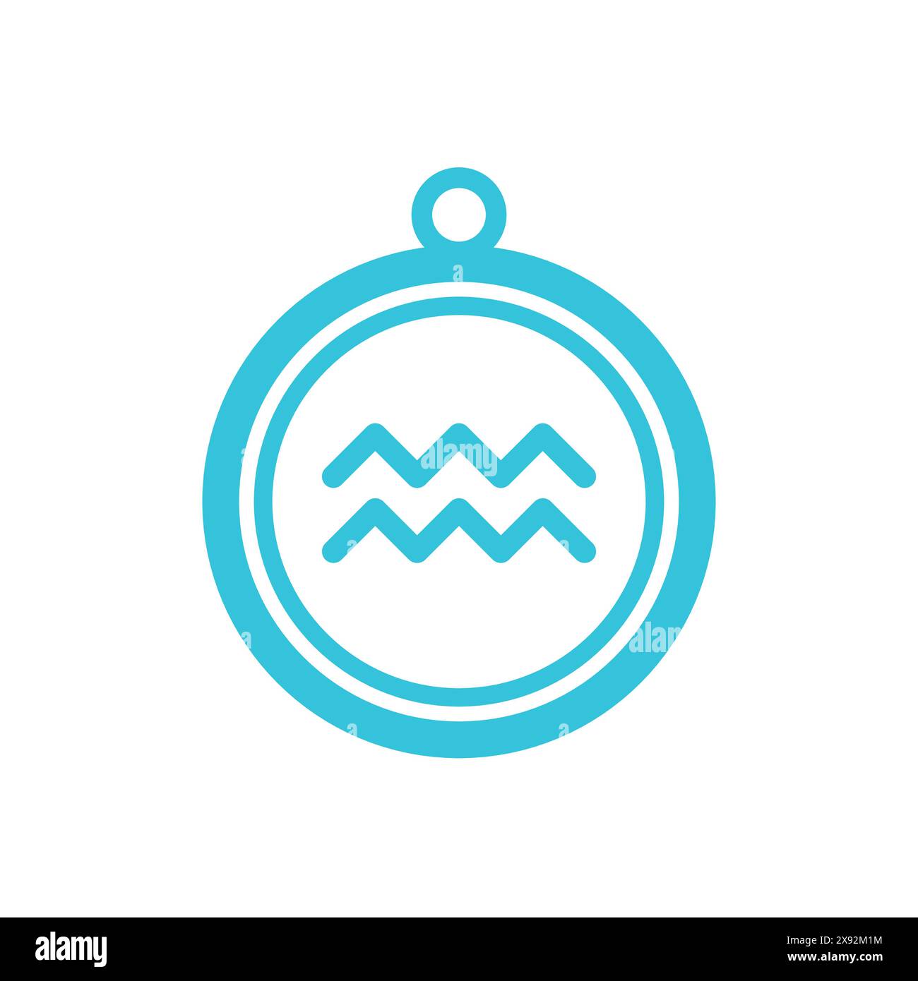 Zodiac sign aquarius pendant, Isolated on white background. From blue ...