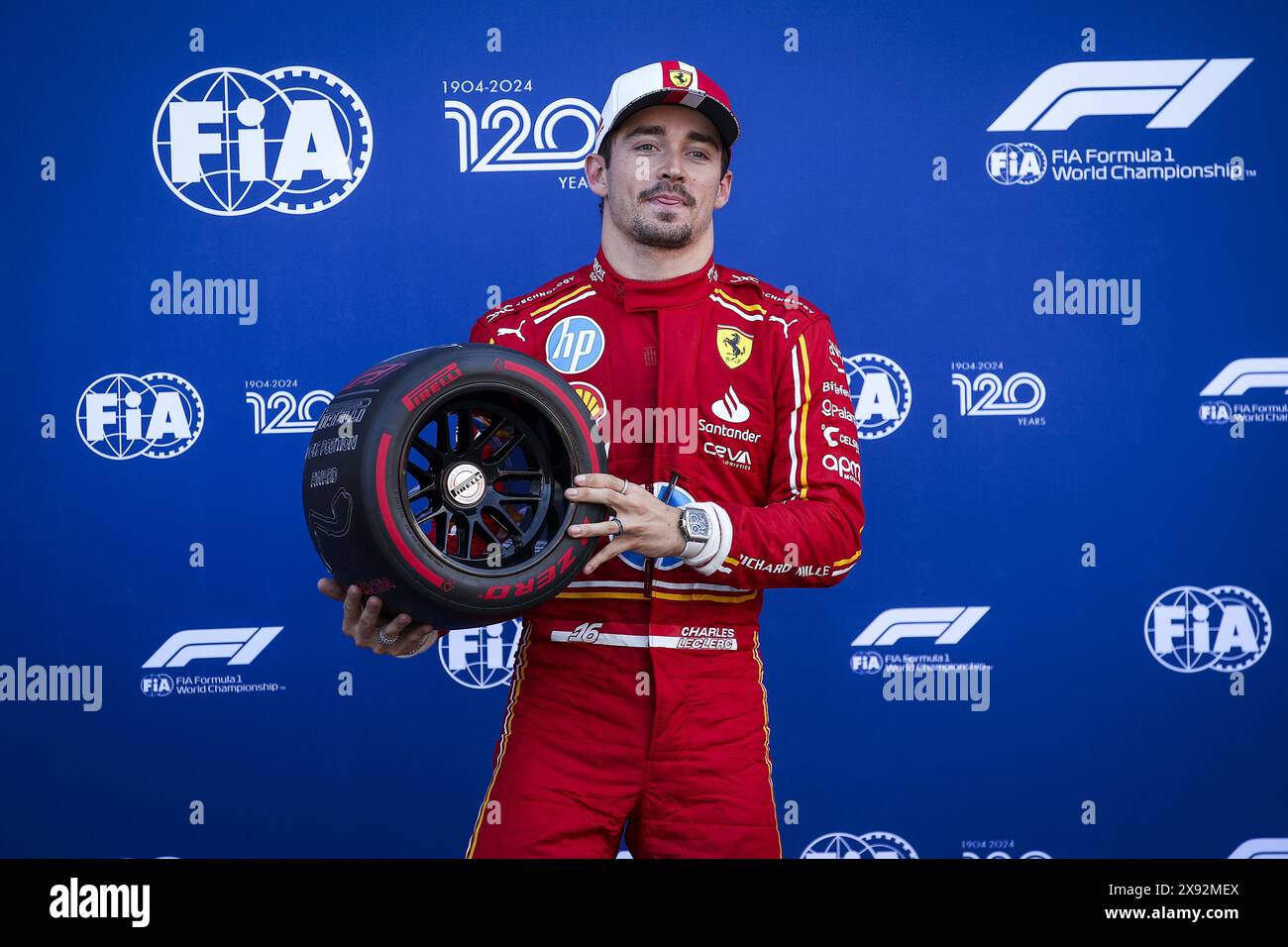 LECLERC Charles (mco), Scuderia Ferrari SF-24, portrait, Pirelli trophy ...