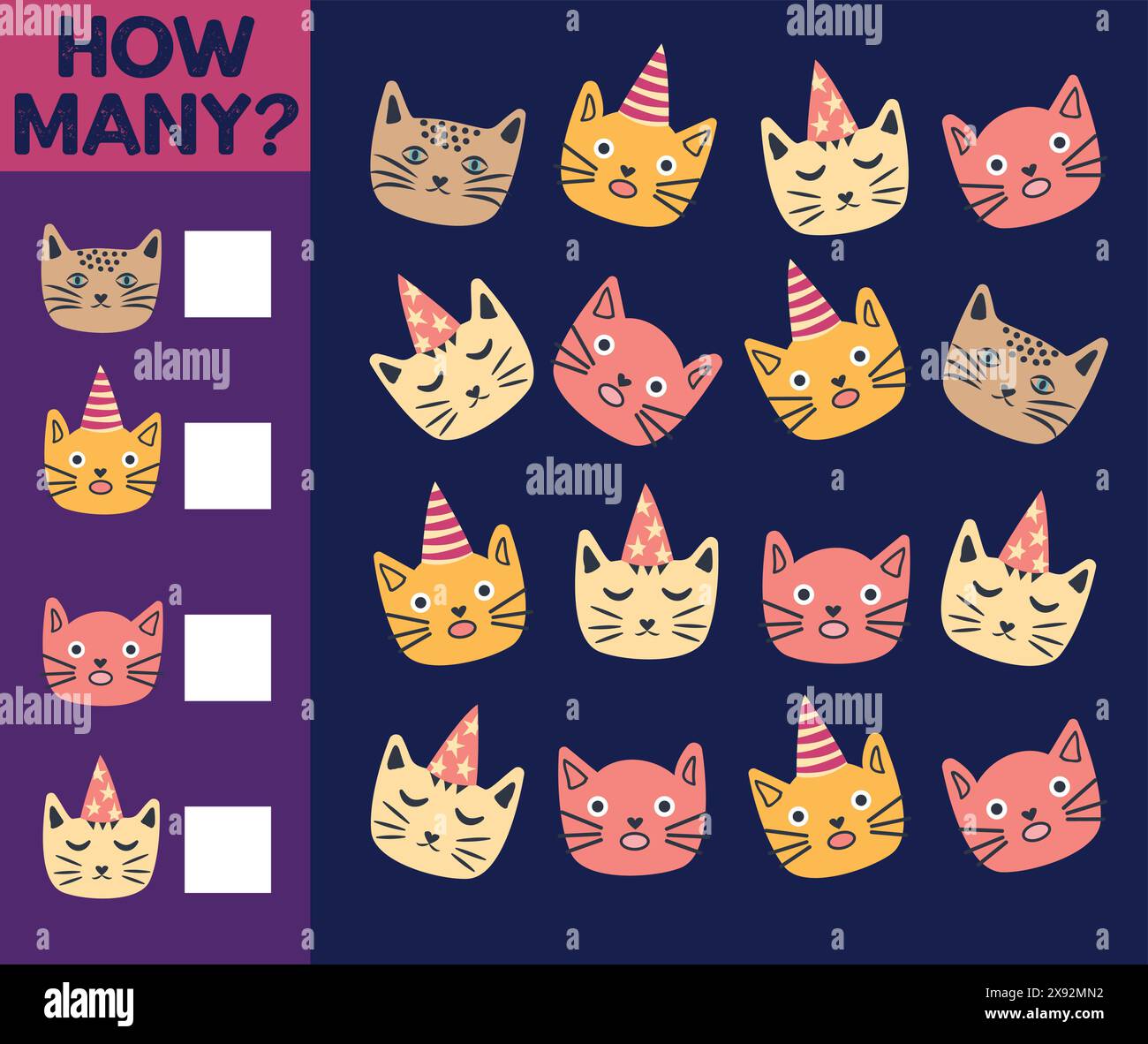 How many Cat, game for children. How many are they game. Count the Cats ...