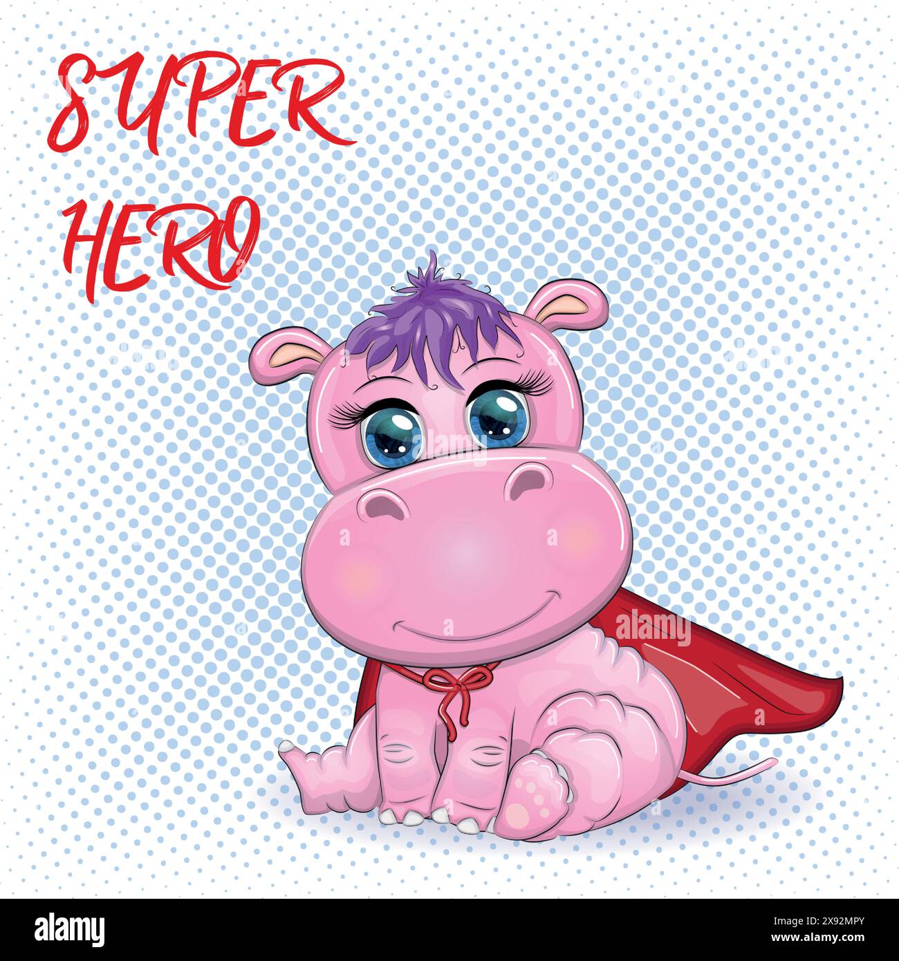 Cute cartoon hippopotamus wearing a red superhero cape Stock Vector ...