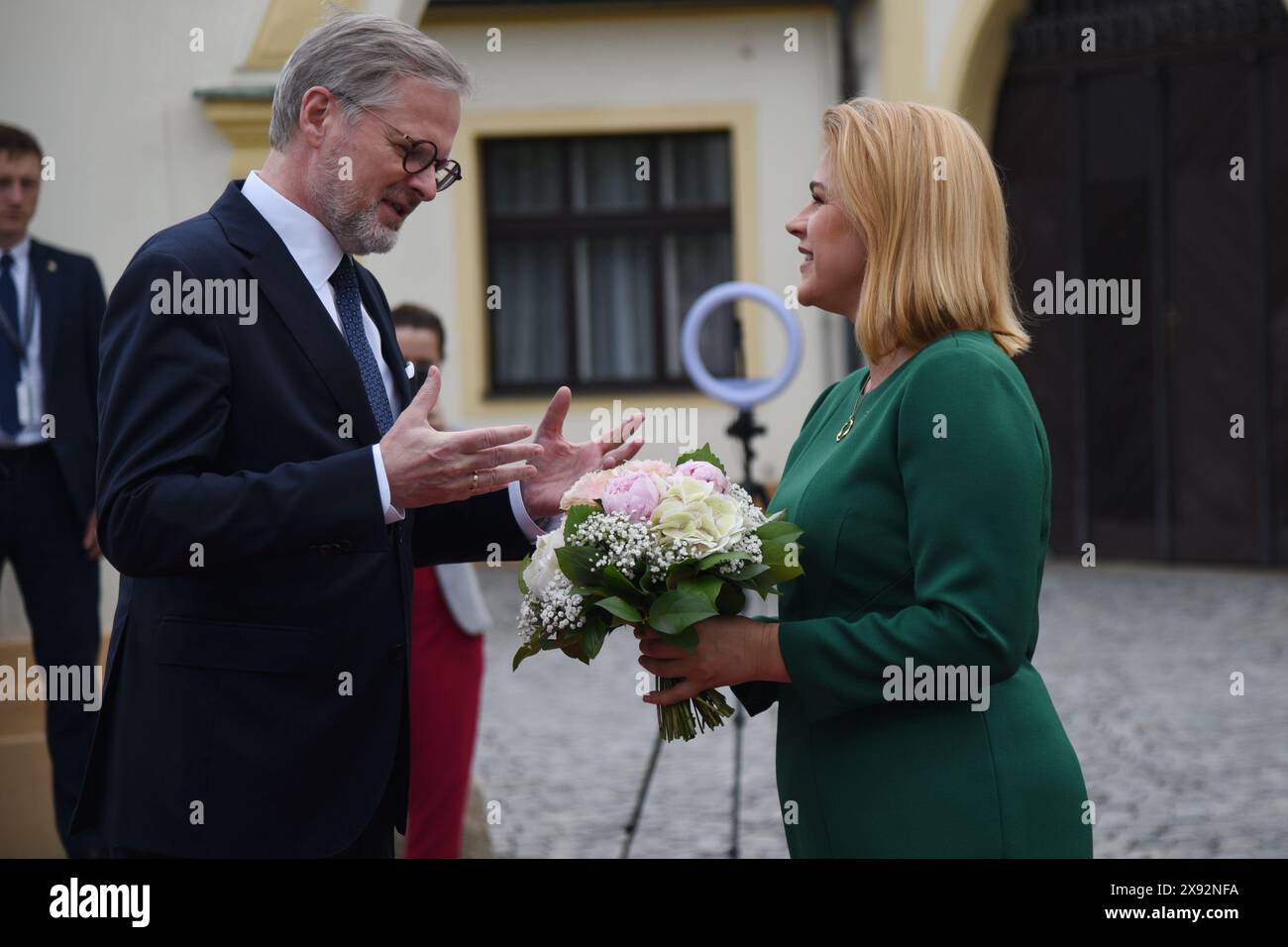Latvian prime minister Evika Silina (R) and Czech prime minister Petr ...