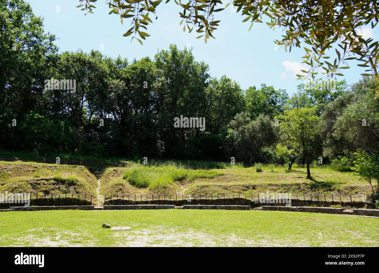 Ruins of the ancient theater of Aiges, Macedonia, in Greece, where king ...