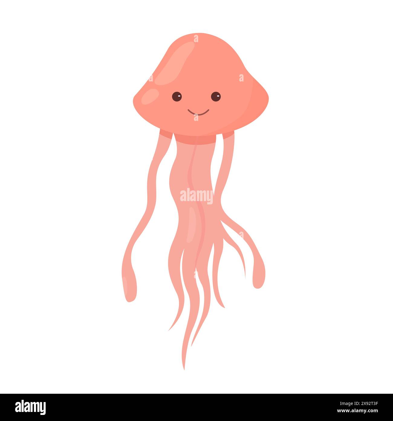 Cute jellyfish character, kawaii baby animal and happy underwater ...