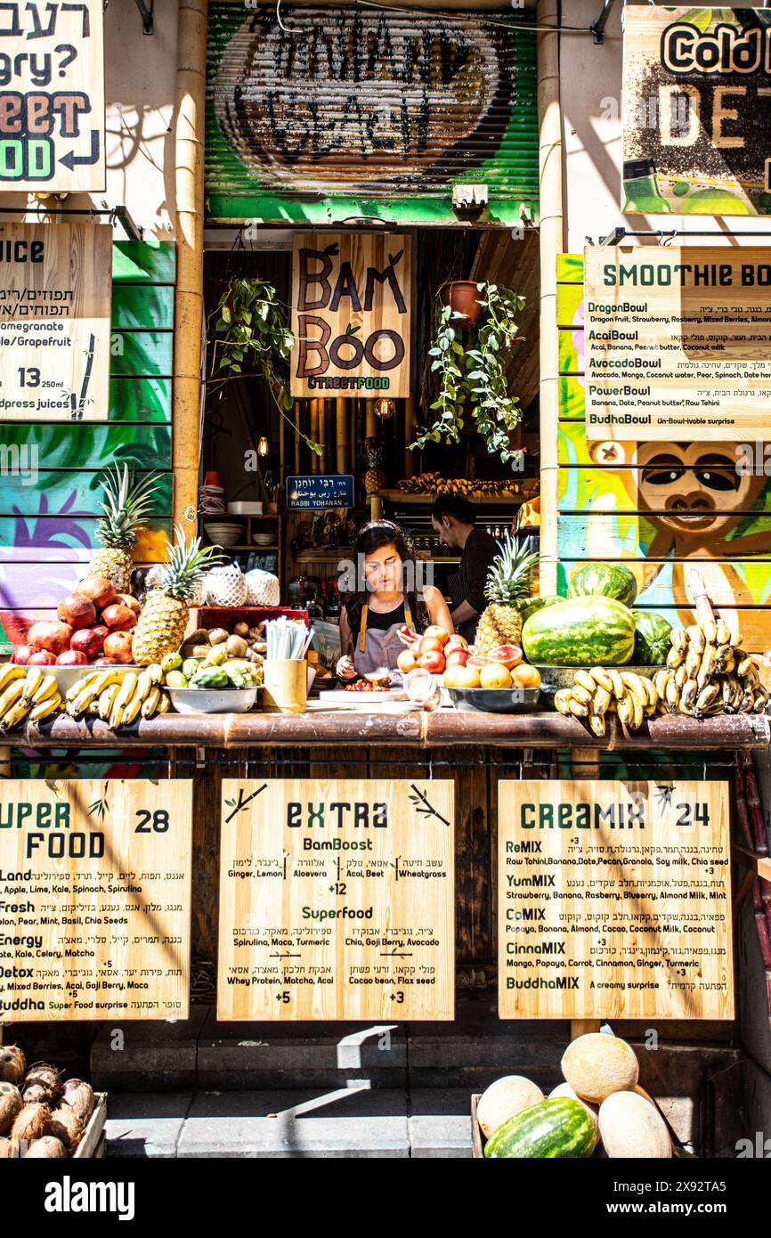 Juice bar, Jaffa, Tel Aviv, Israel Stock Photo - Alamy