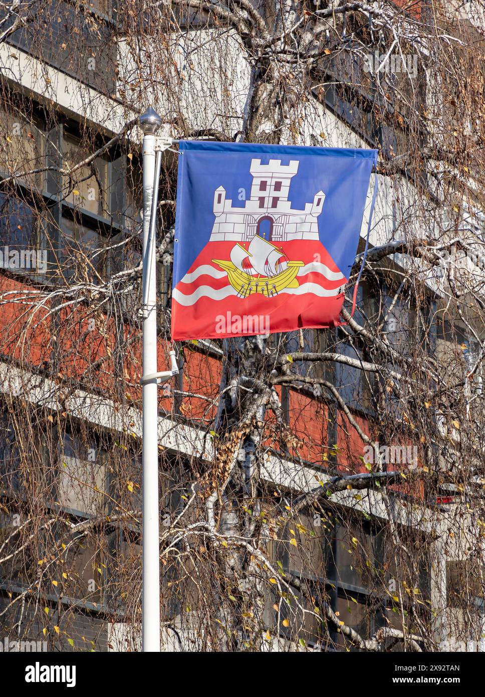 Belgrade, Serbia - January 21, 2024: Official flag with crest of ...