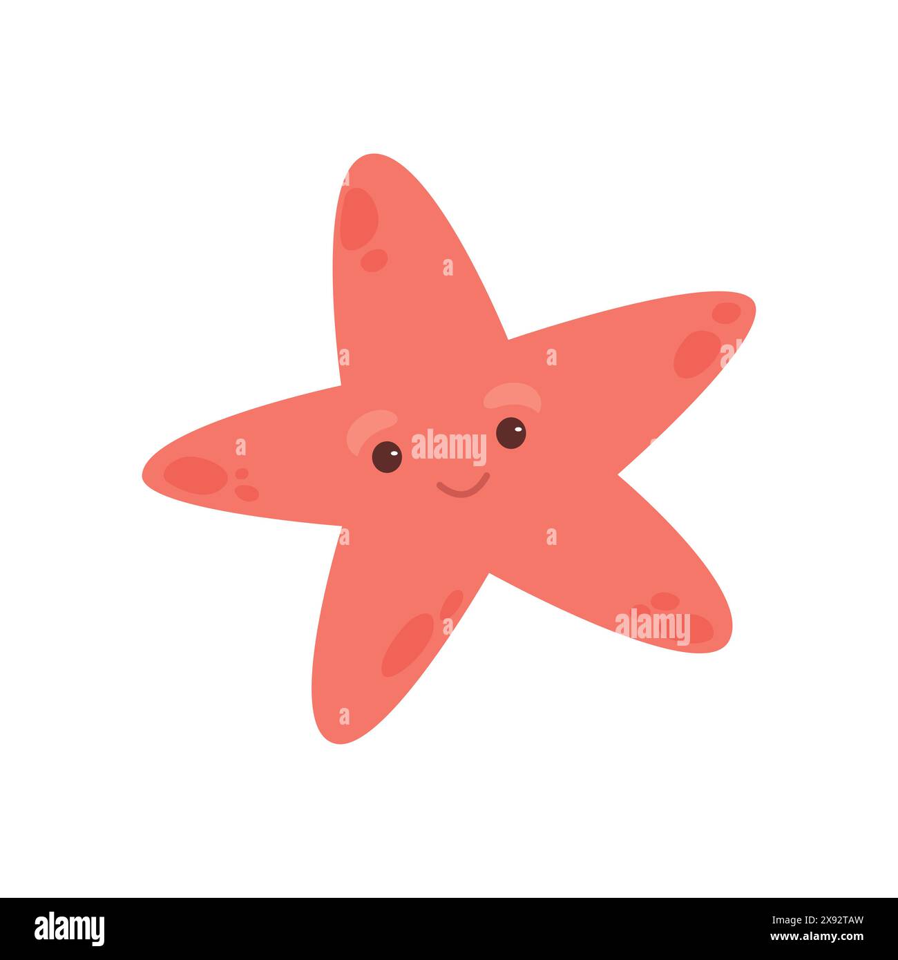 Cute starfish character, red underwater animal with eyes and smile ...