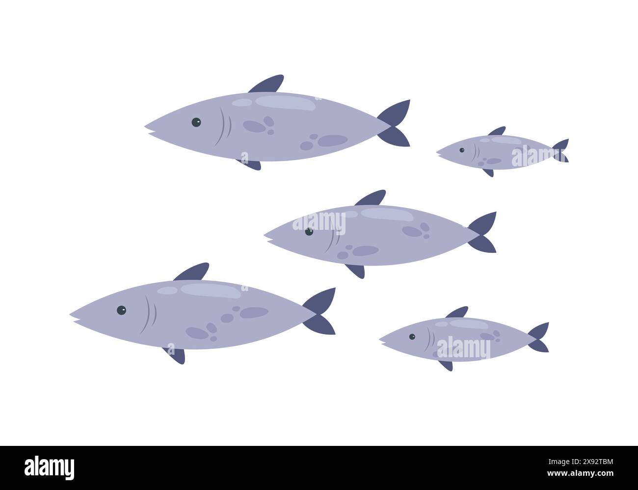 School of swimming fish, many wild underwater animals in shoal vector ...