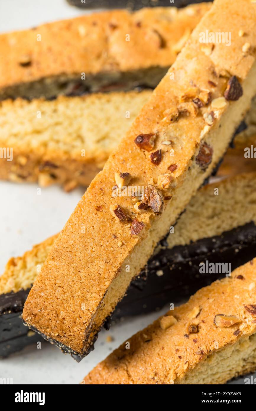 Chocolate and Almond Biscotti Pastry with Espresso Coffee Stock Photo ...