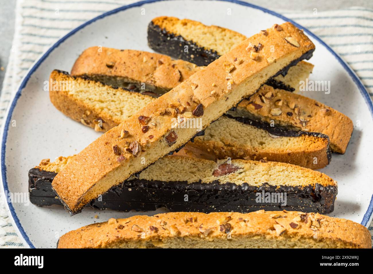 Chocolate and Almond Biscotti Pastry with Espresso Coffee Stock Photo ...