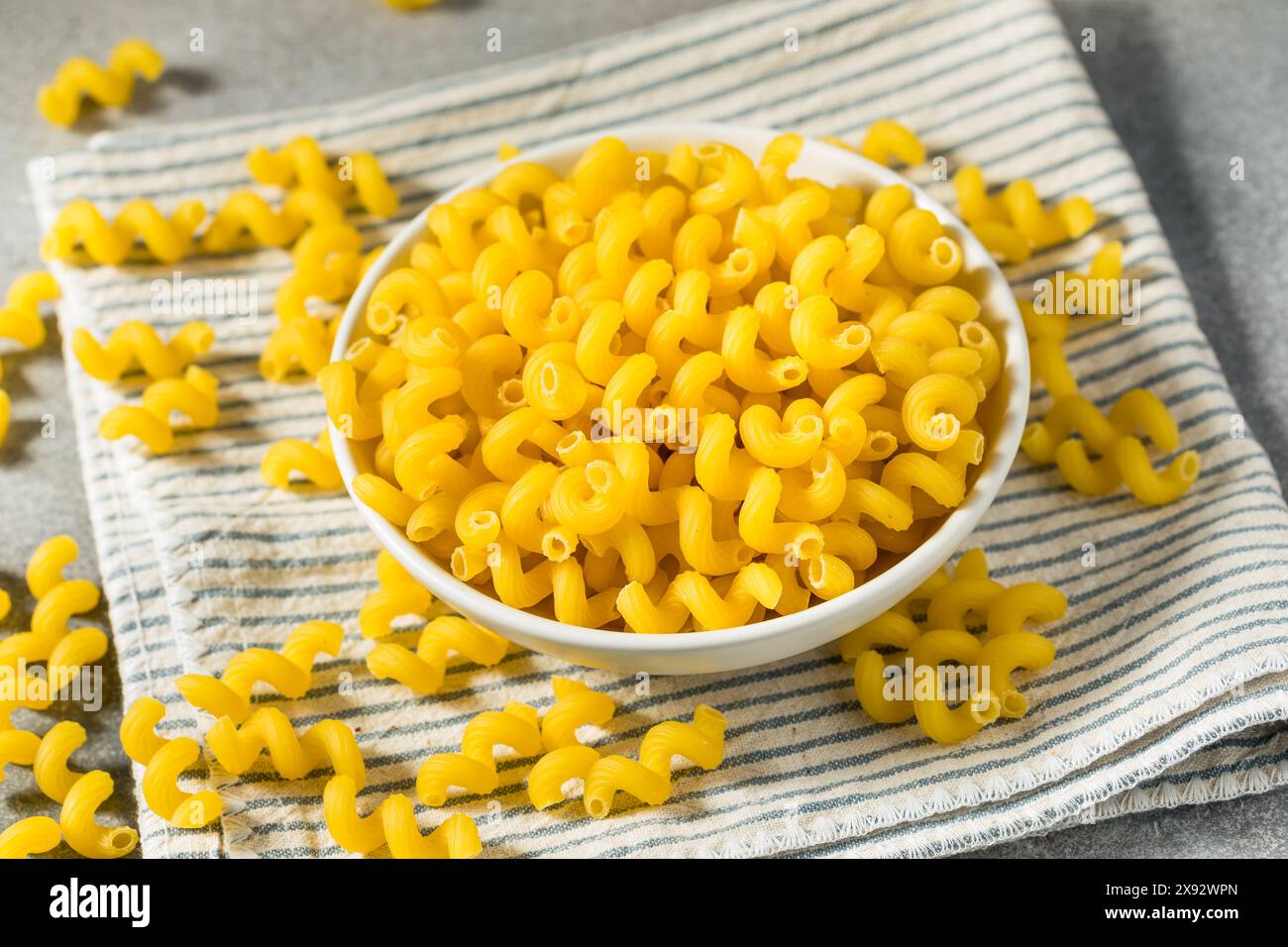 Dry Yellow Italian Cavatappi Pasta in a Bowl Stock Photo - Alamy