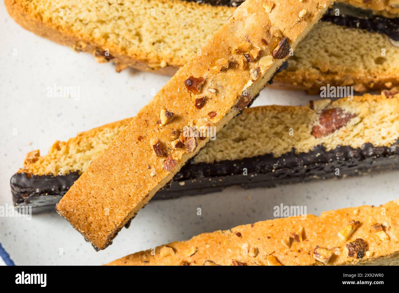 Chocolate and Almond Biscotti Pastry with Espresso Coffee Stock Photo ...