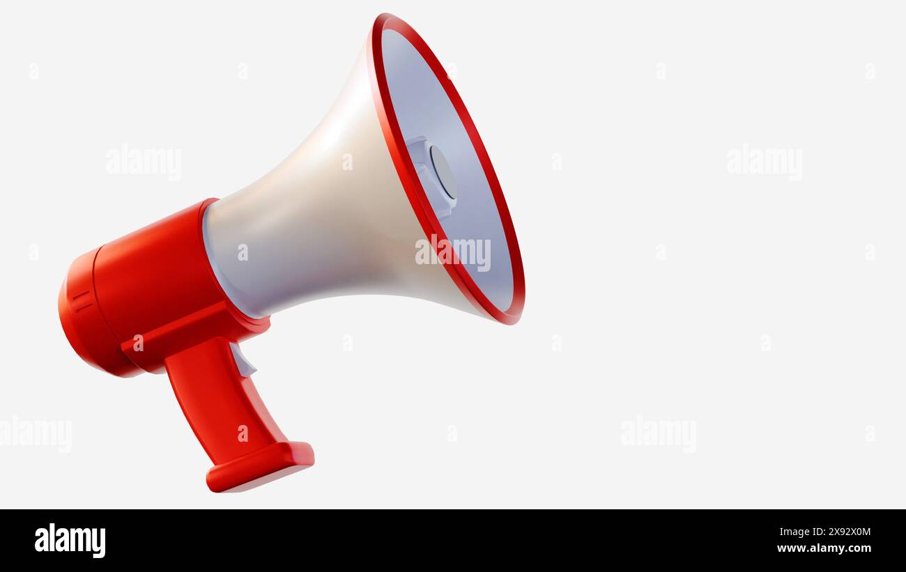 3d animation of a megaphone isolated on the white background Stock ...