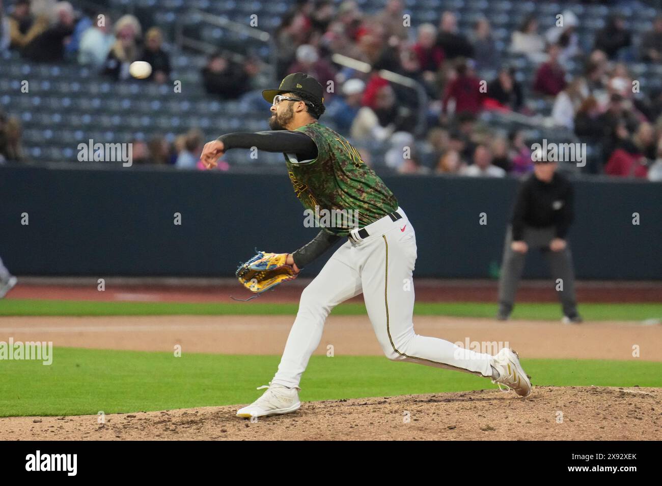 Salt Lake City UT, USA. 25th Apr, 2024. Salt Lake pitcher Tyler Thomas ...