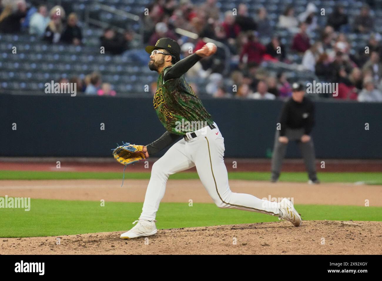 Salt Lake City UT, USA. 25th Apr, 2024. Salt Lake pitcher Tyler Thomas ...