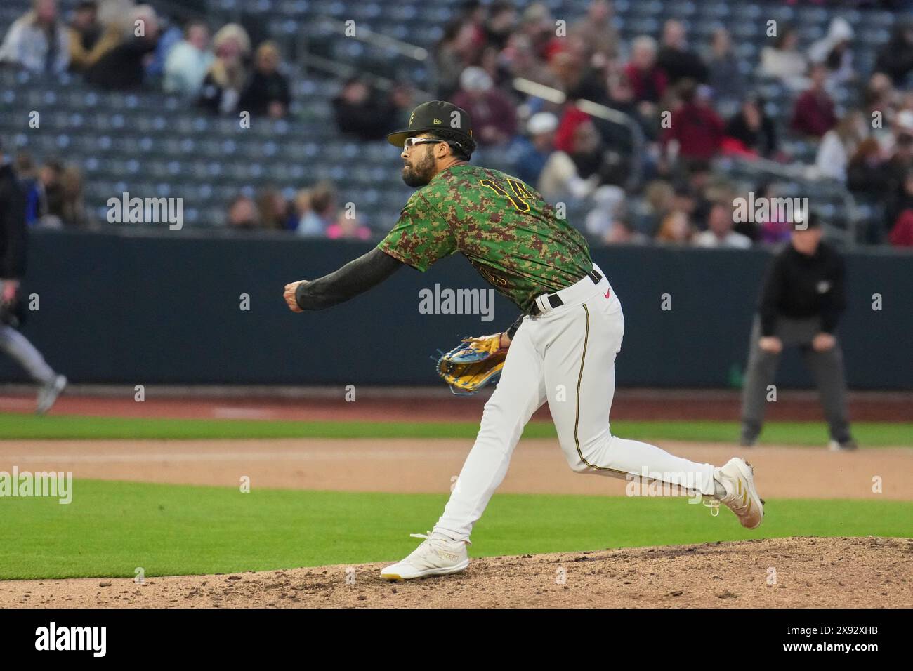 Salt Lake City UT, USA. 25th Apr, 2024. Salt Lake pitcher Tyler Thomas ...