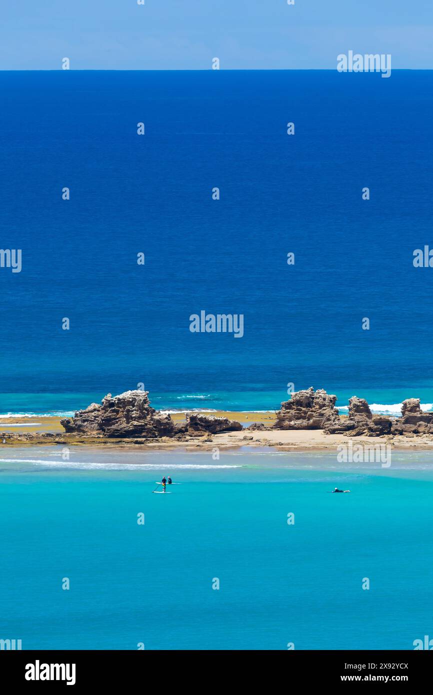 A rocky outcrop jutting out into the sea at the Lorne-Queenscliff ...