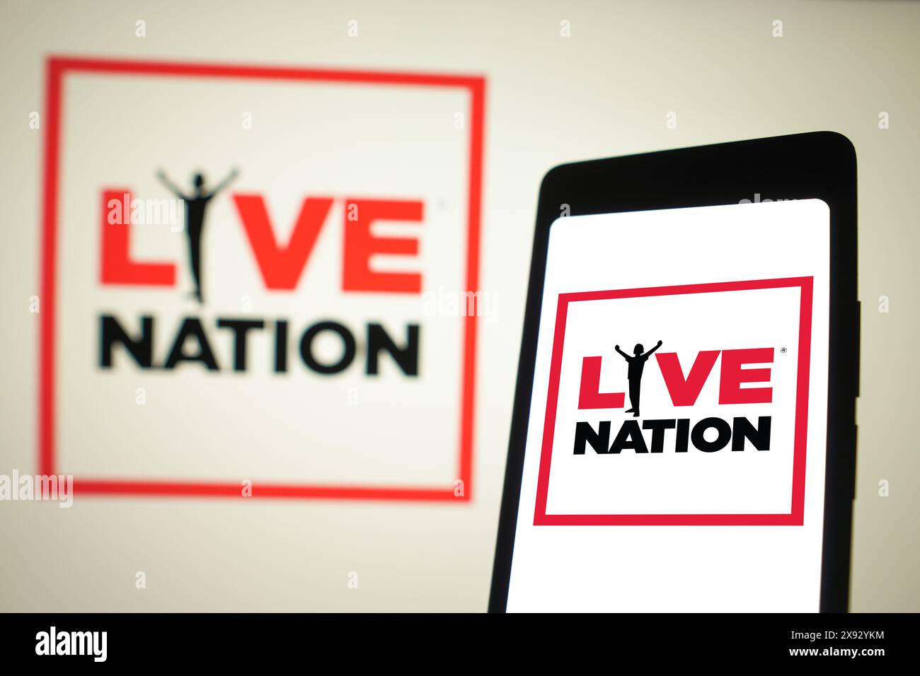 In this photo illustration, the Live Nation Entertainment logo is ...