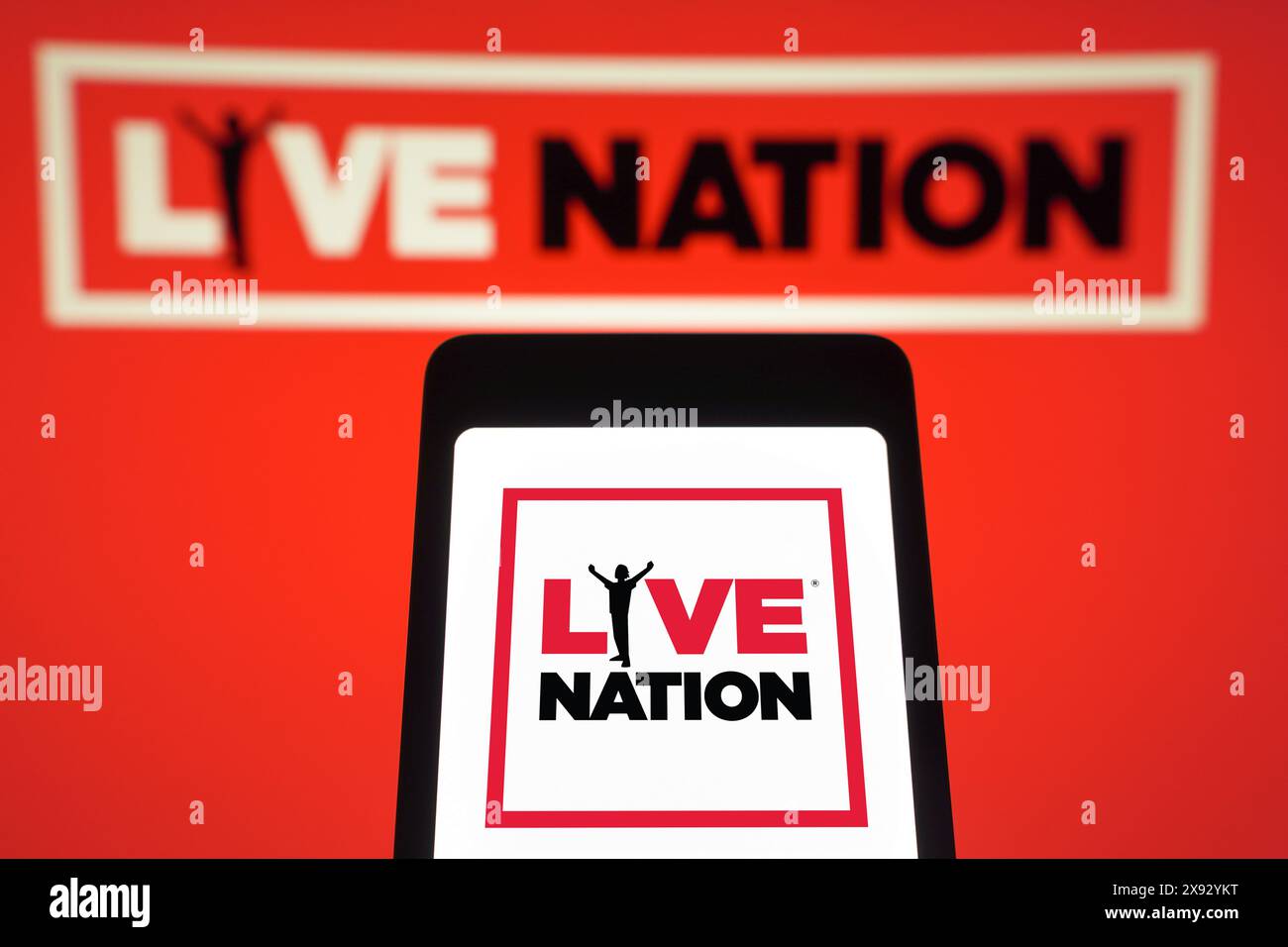 In this photo illustration, the Live Nation Entertainment logo is ...