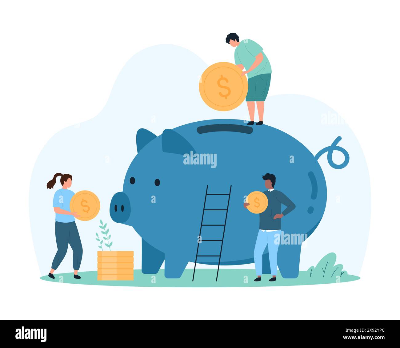Financial investment, bank deposit and savings, budget planning. Tiny ...