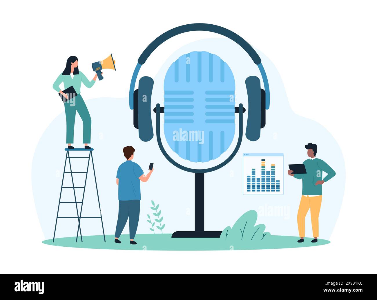 Record and listen to audio online. Tiny people use studio microphone ...