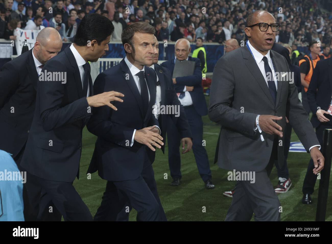 PSG President Nasser Al Khelaifi, President of France Emmanuel Macron ...