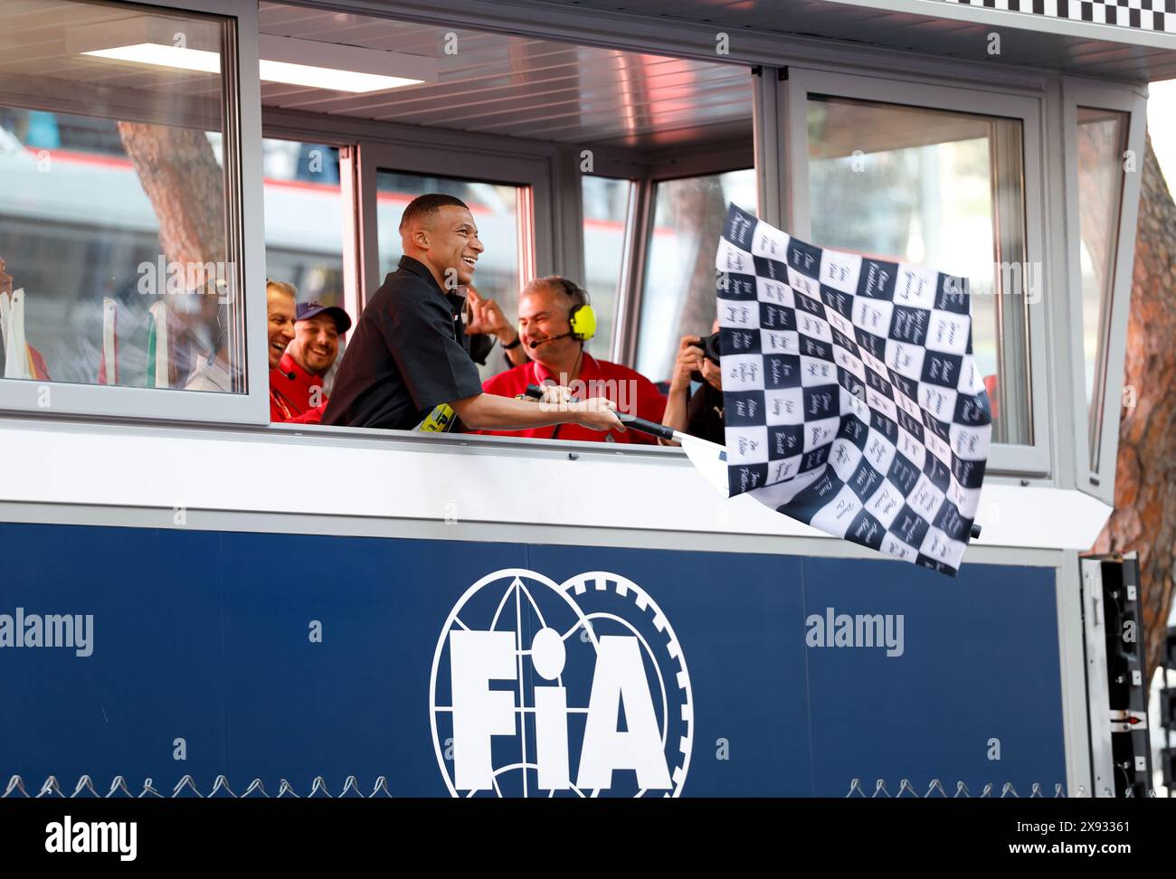 Kylian Mbappe of France with the checkered flag, drapeau during the ...