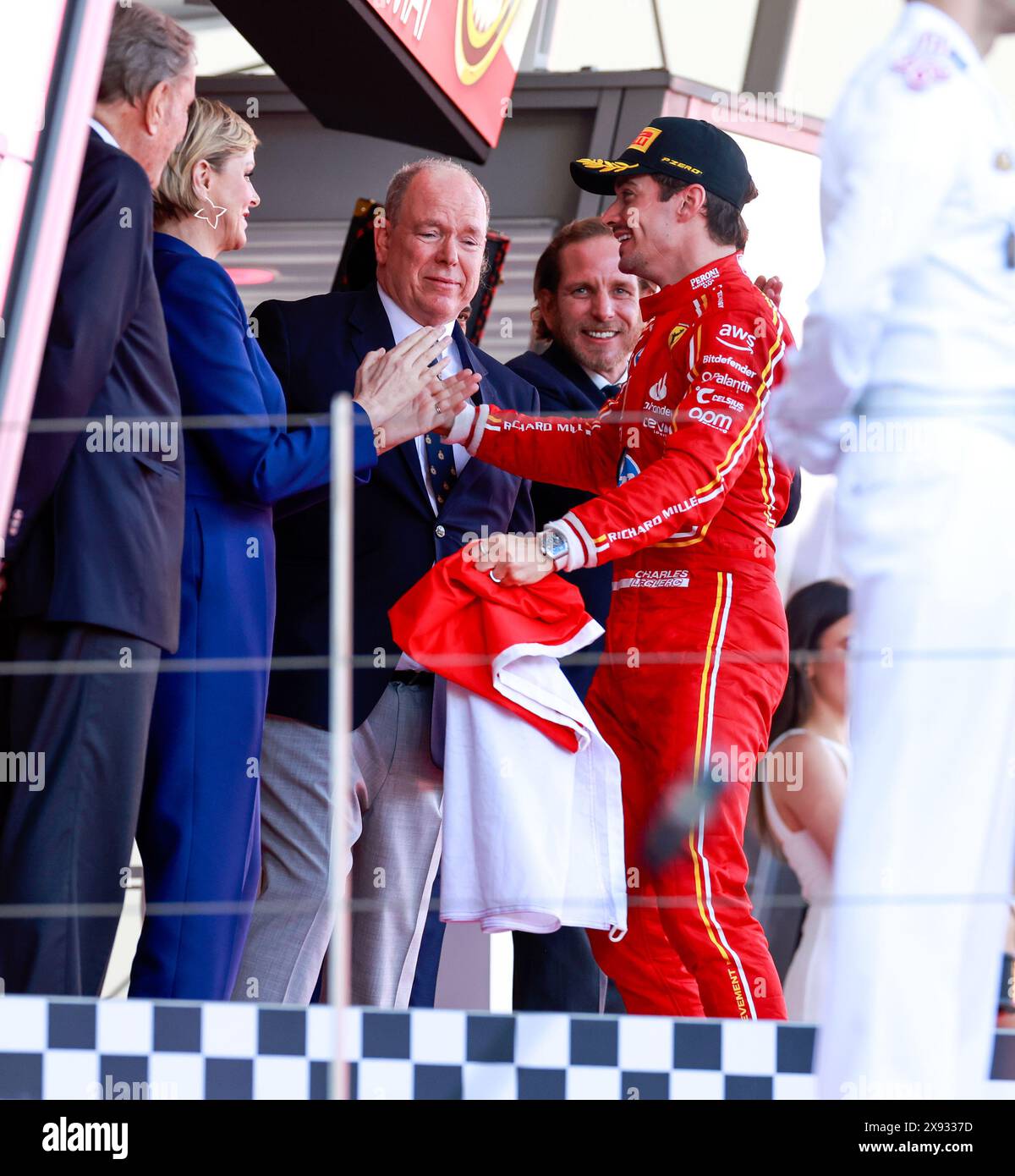 LECLERC Charles (mco), Scuderia Ferrari SF-24 and Albert II Grimaldi ...