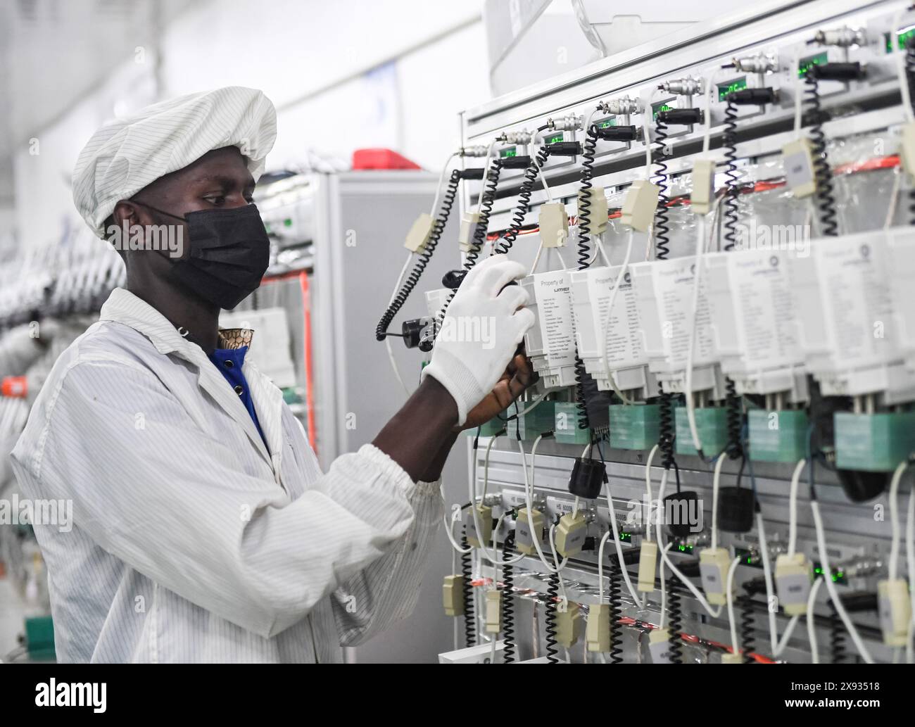 Mbale, Uganda. 28th May, 2024. A man works at Chint Meters & Electrical ...