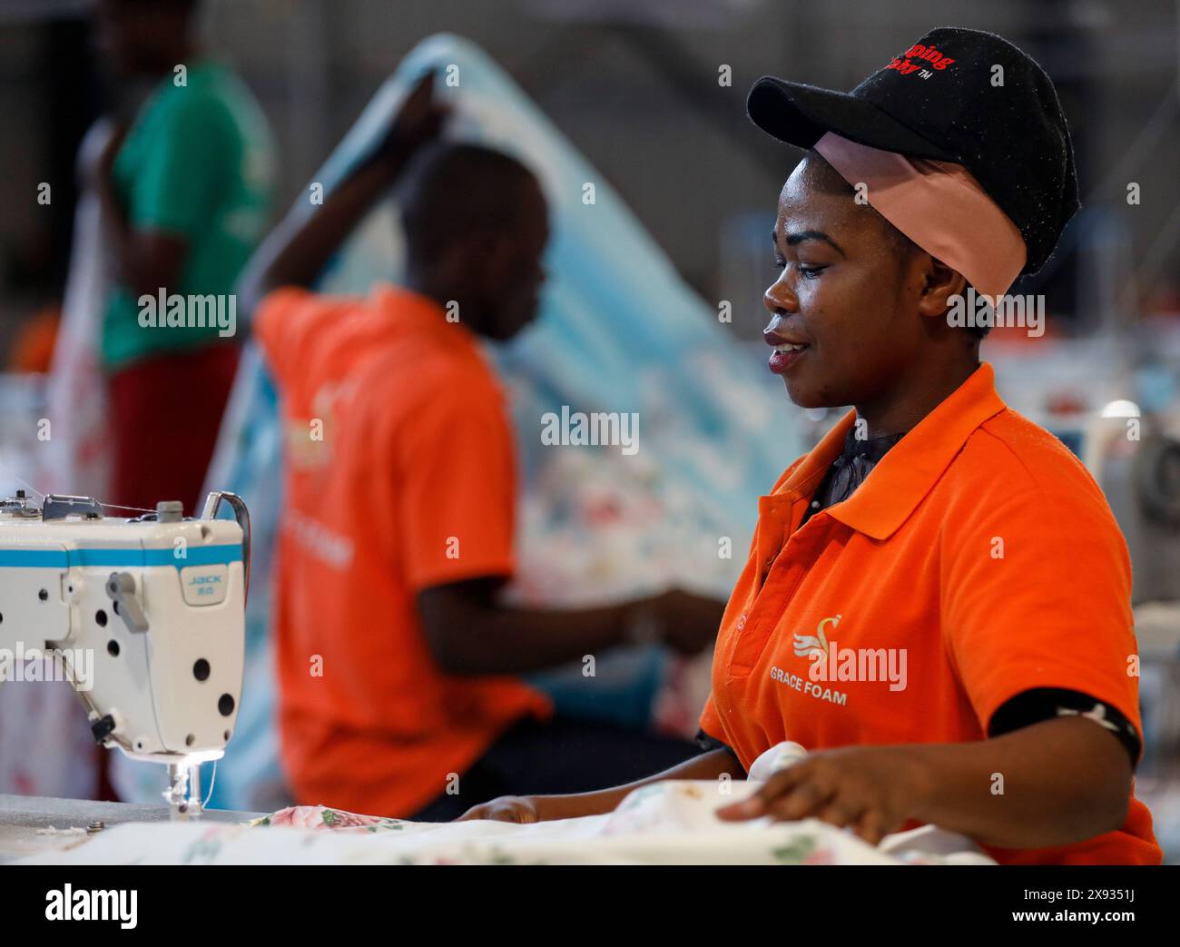 Mbale, Uganda. 28th May, 2024. A woman works at Grace textile (U) Ltd ...
