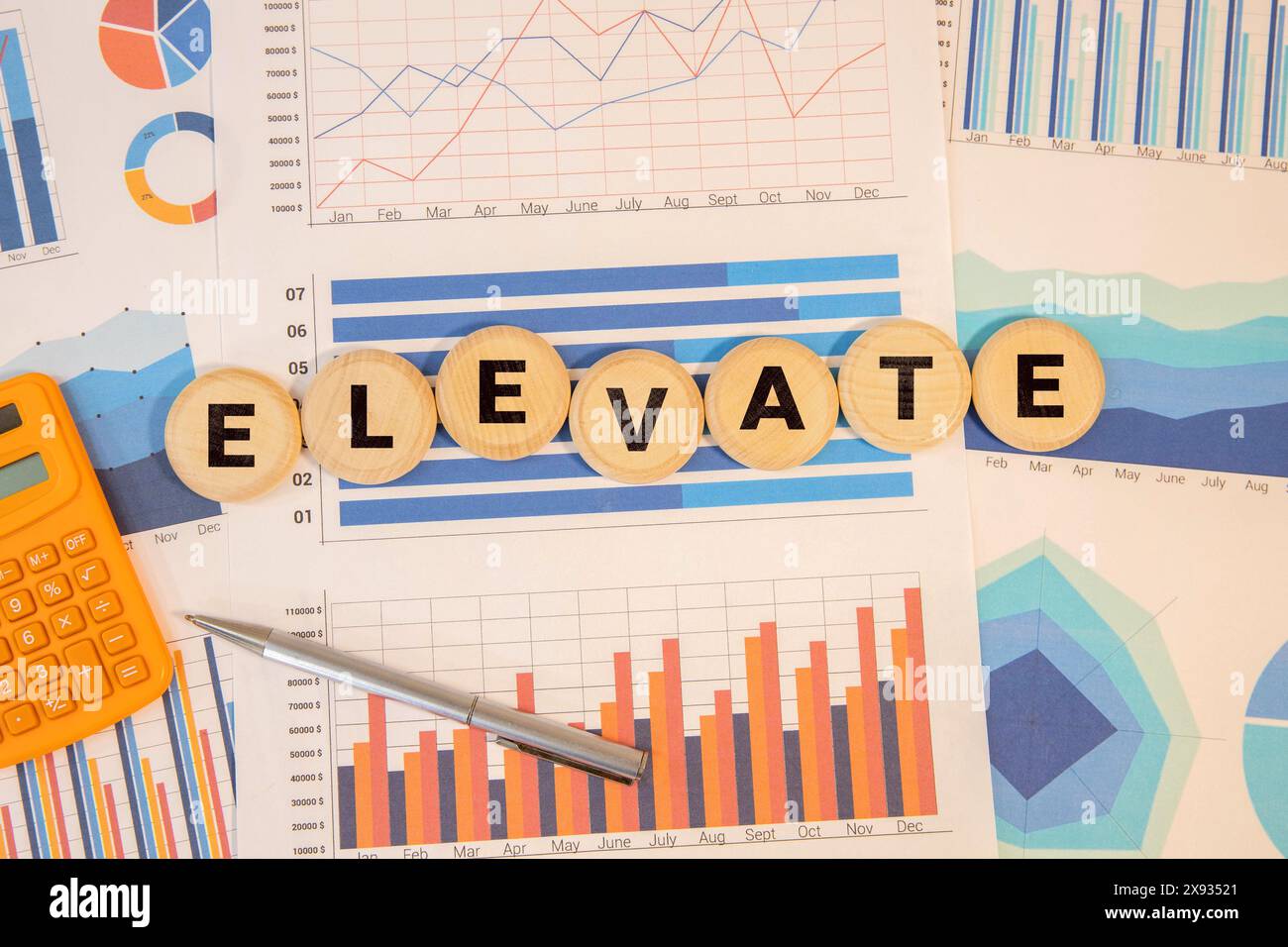 wooden blocks displaying the word 'ELEVATE' signify a concept of ...