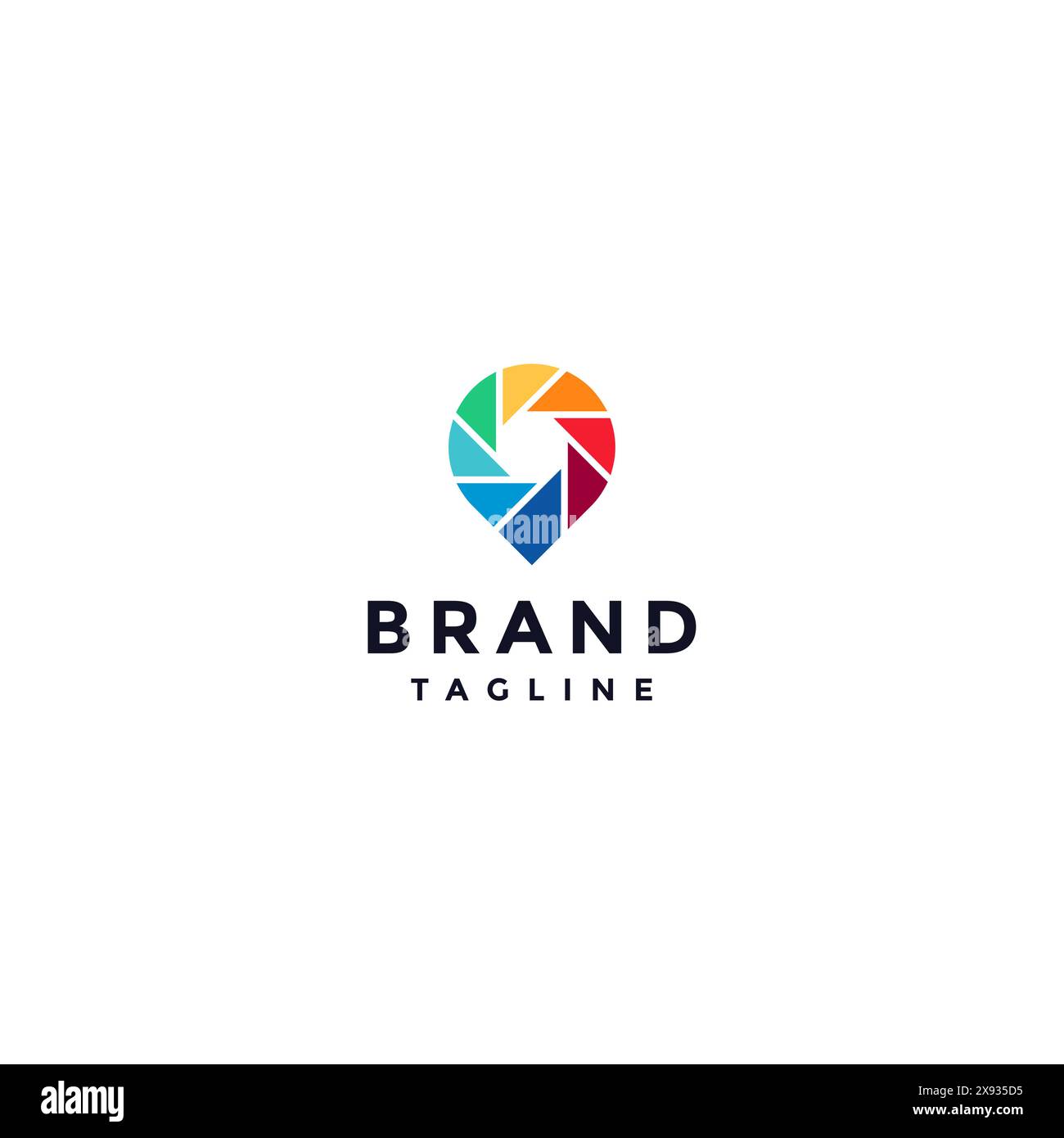 Colorful Shutter Motif Rotating Inside Hot Spot Pin Icon Logo Design ...