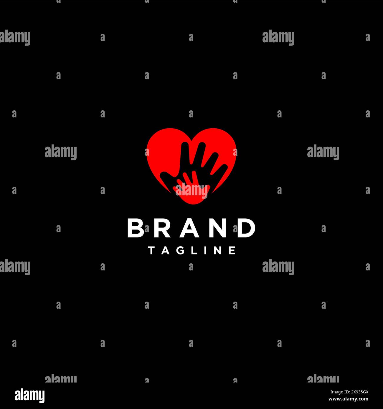 Two Hands Inside Heart Symbol Logo Design. Two Hand Logo Template ...