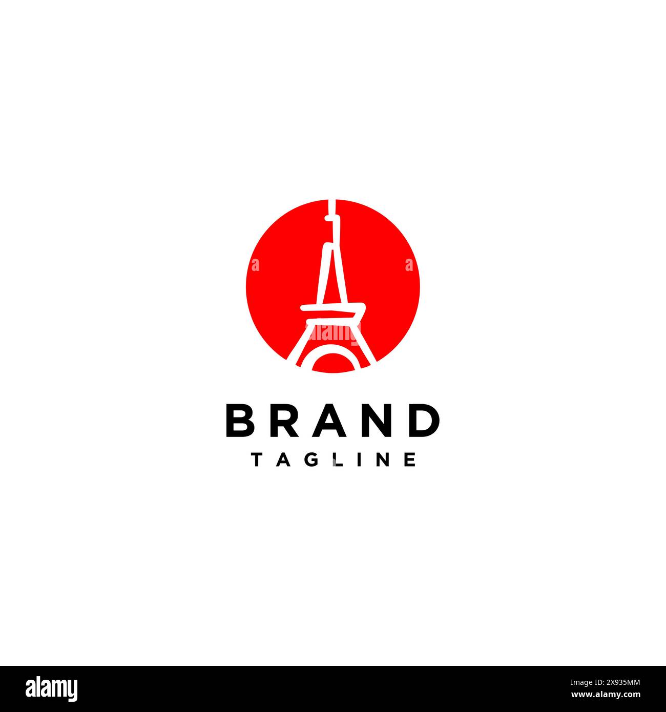 Minimalist Abstract Silhouette Tower in a Red Circle. Tokyo Tower Logo ...
