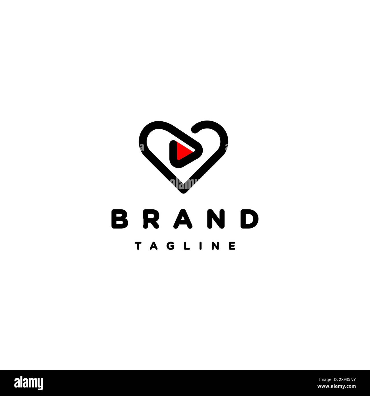 Logo Template The Play Button Icon Inside The Heart. Symbol Is Suitable ...