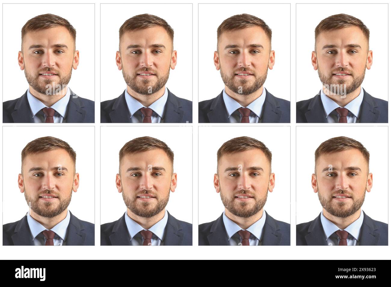 Photos of young man for passport on white background Stock Photo - Alamy