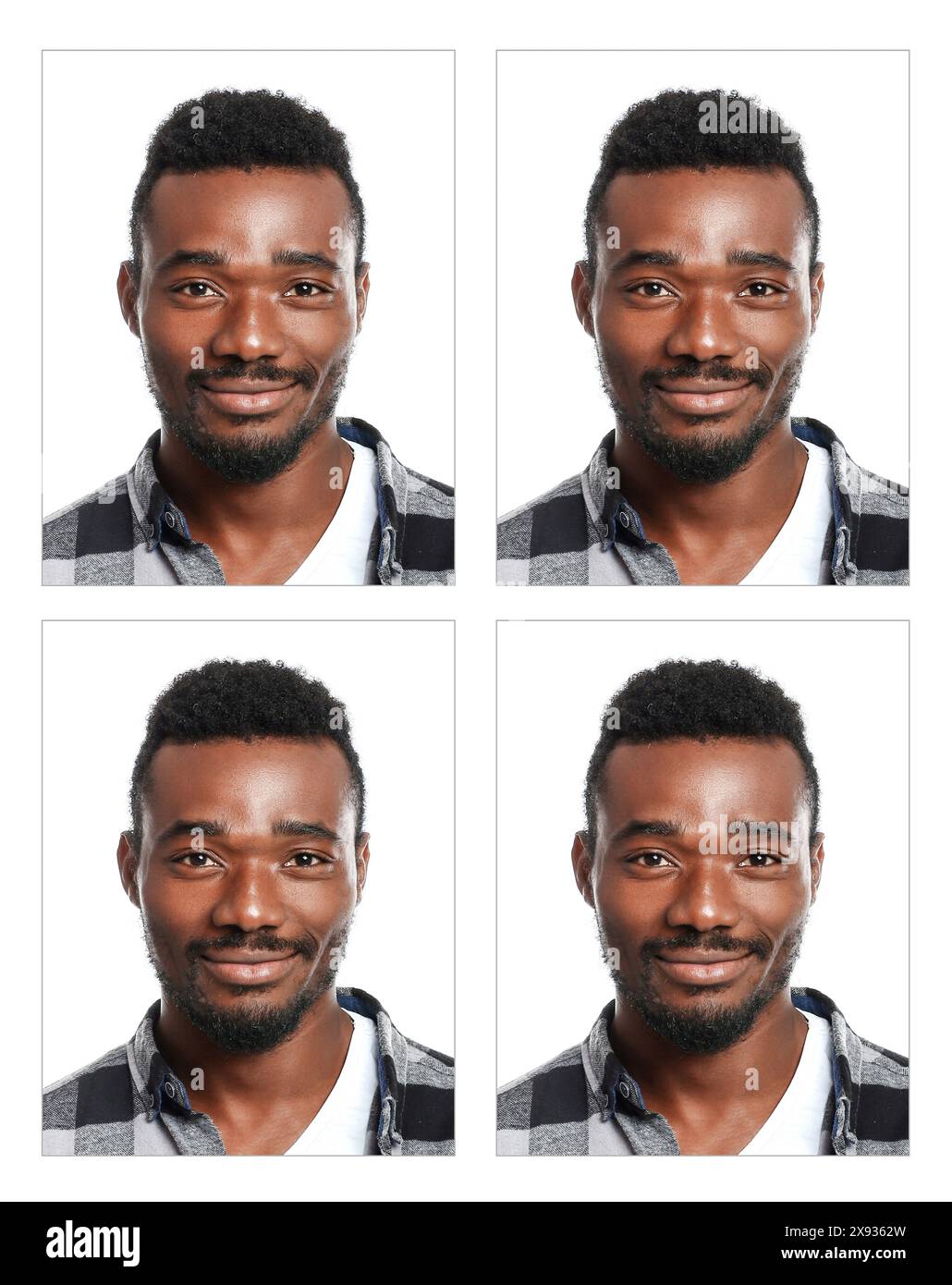 Photos of African-American man for passport on white background Stock ...