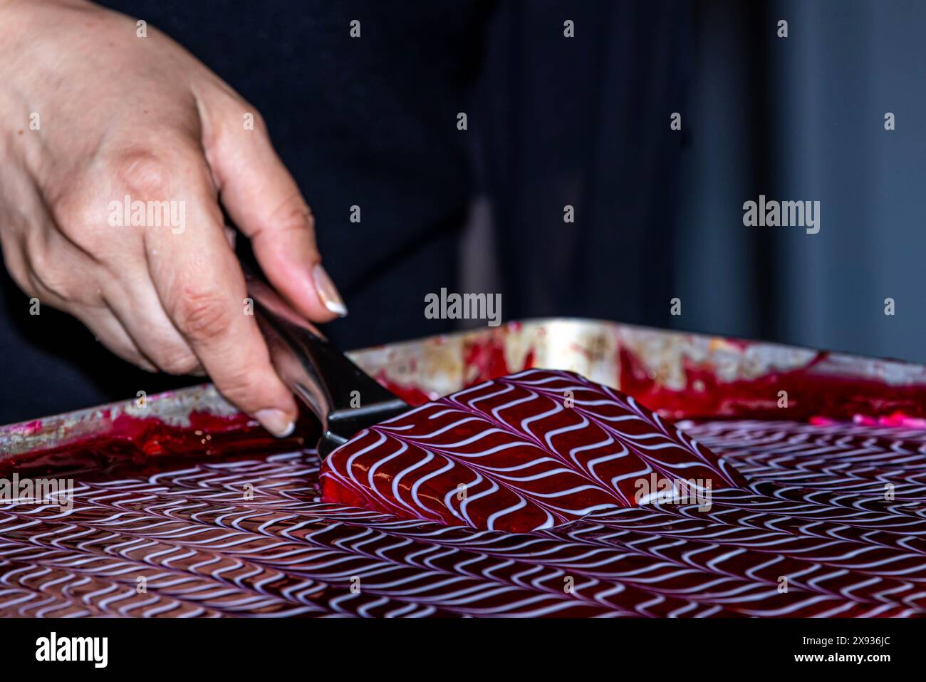 Chef prepares trilece dessert in the kitchen. Turkish Traditional ...