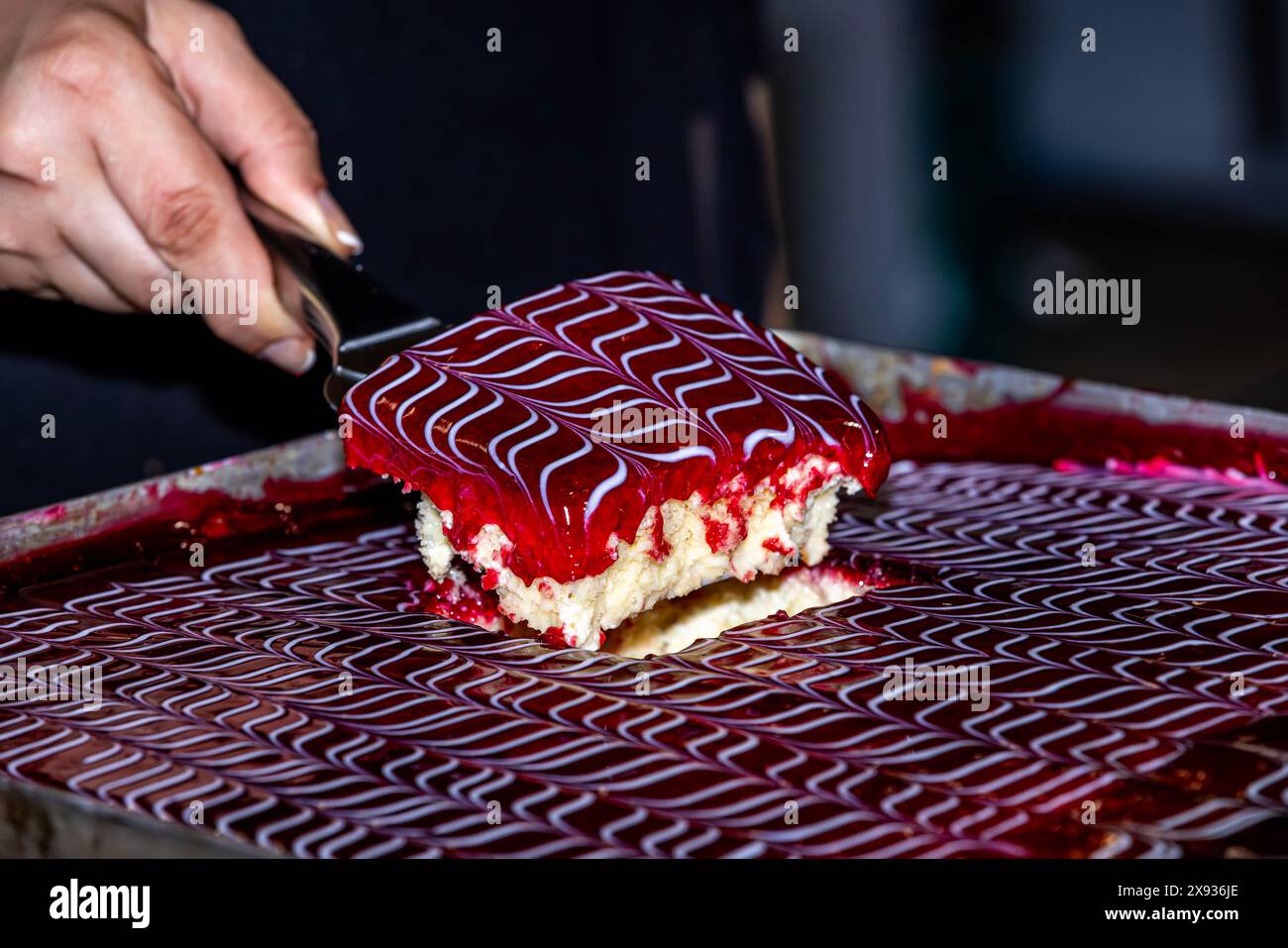 Chef prepares trilece dessert in the kitchen. Turkish Traditional ...