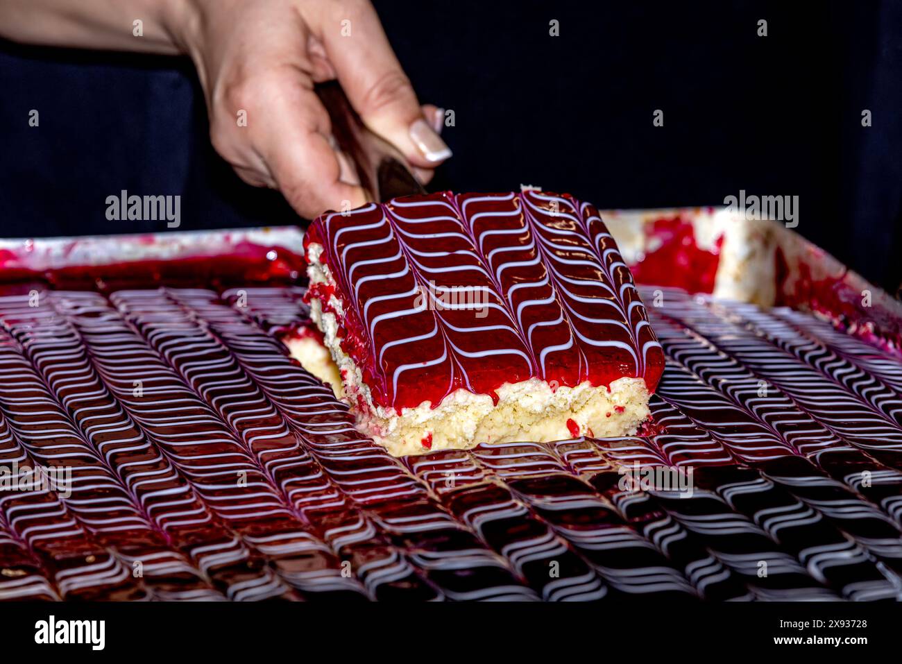 Chef prepares trilece dessert in the kitchen. Turkish Traditional ...