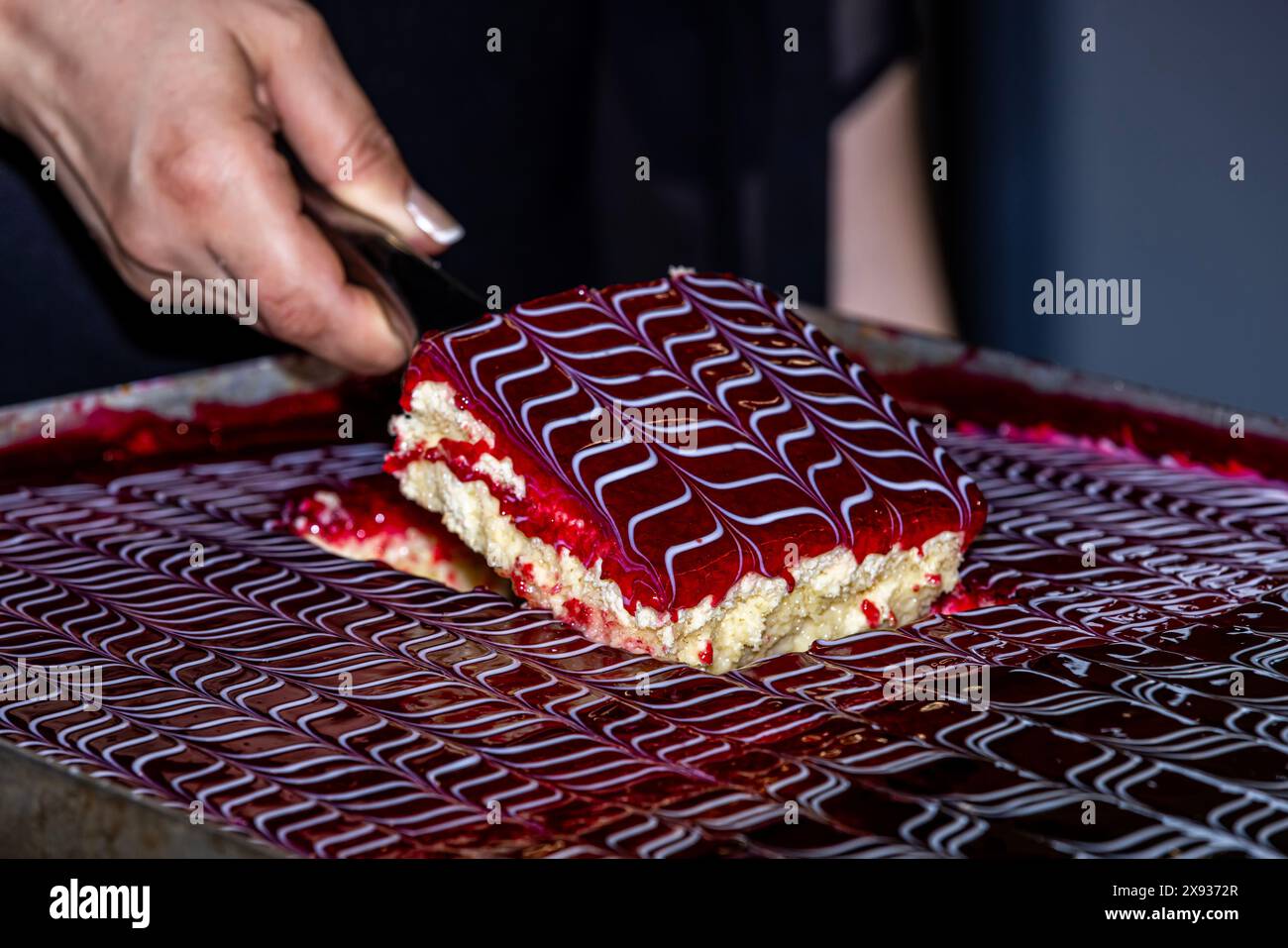 Chef prepares trilece dessert in the kitchen. Turkish Traditional ...