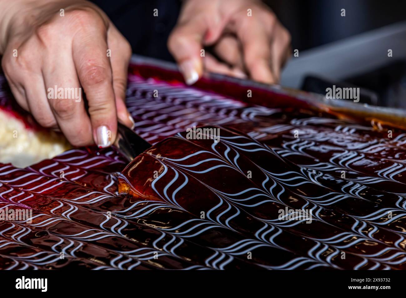Chef prepares trilece dessert in the kitchen. Turkish Traditional ...