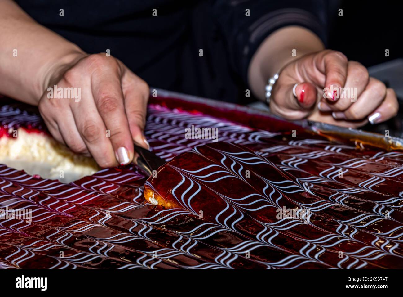 Chef prepares trilece dessert in the kitchen. Turkish Traditional ...