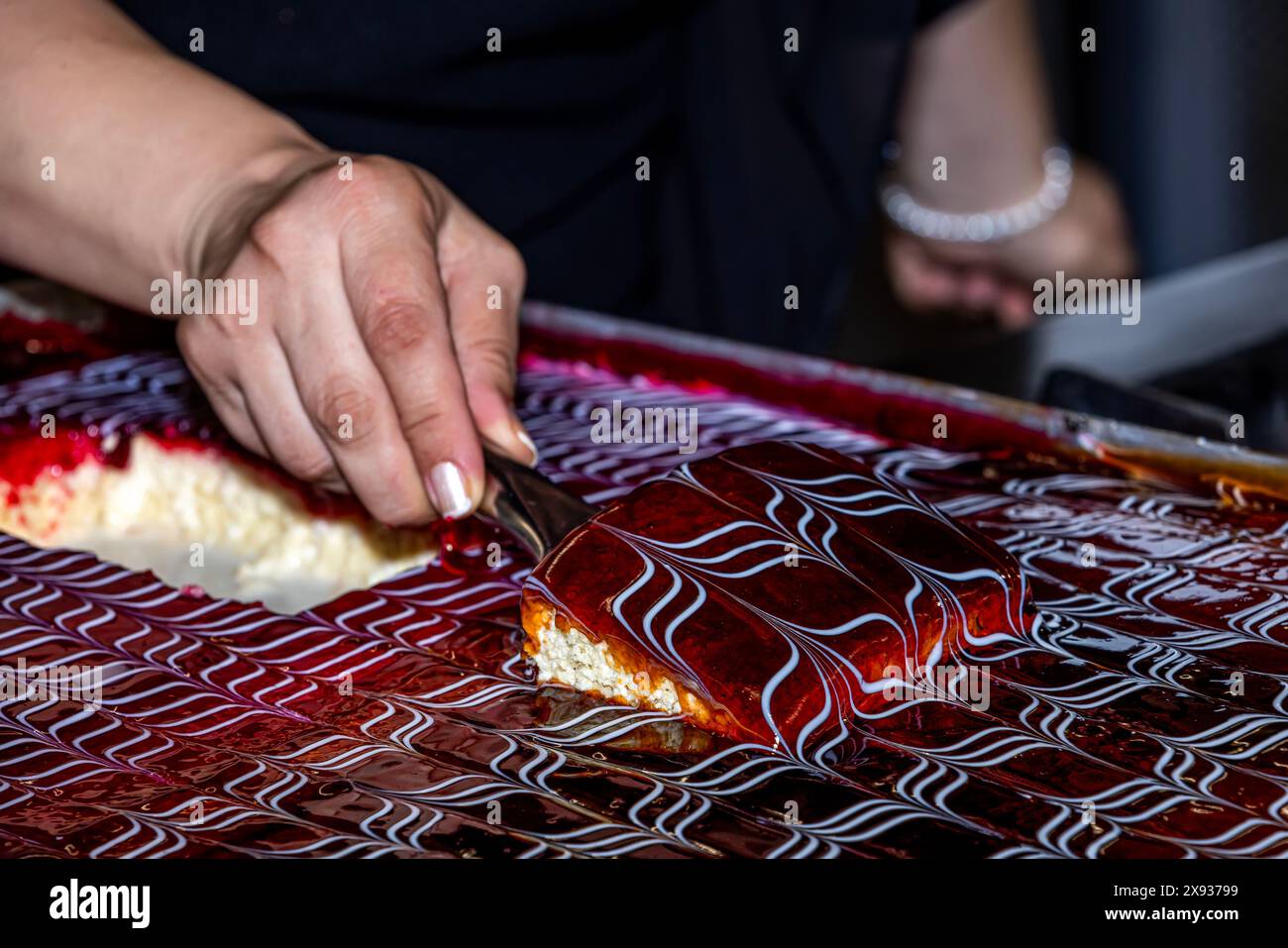 Chef prepares trilece dessert in the kitchen. Turkish Traditional ...