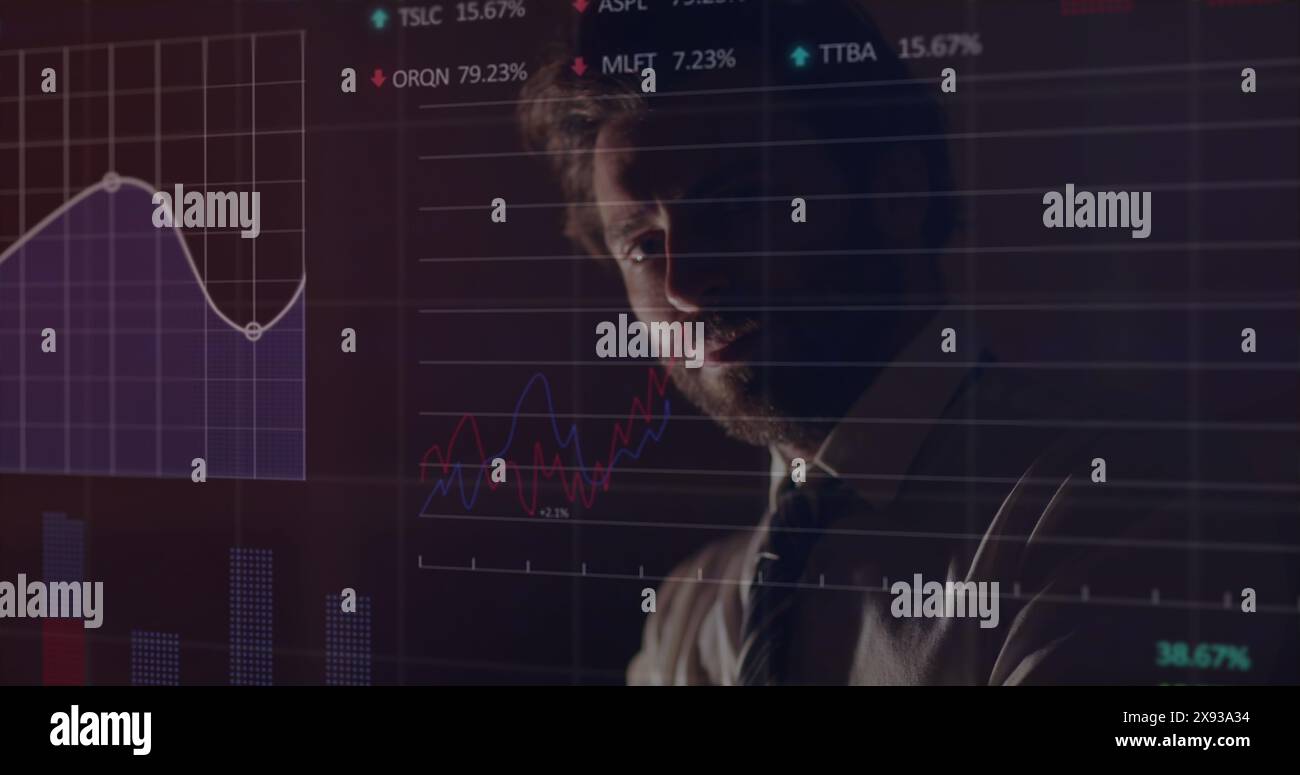 Analyzing data on futuristic digital hi-res stock photography and ...