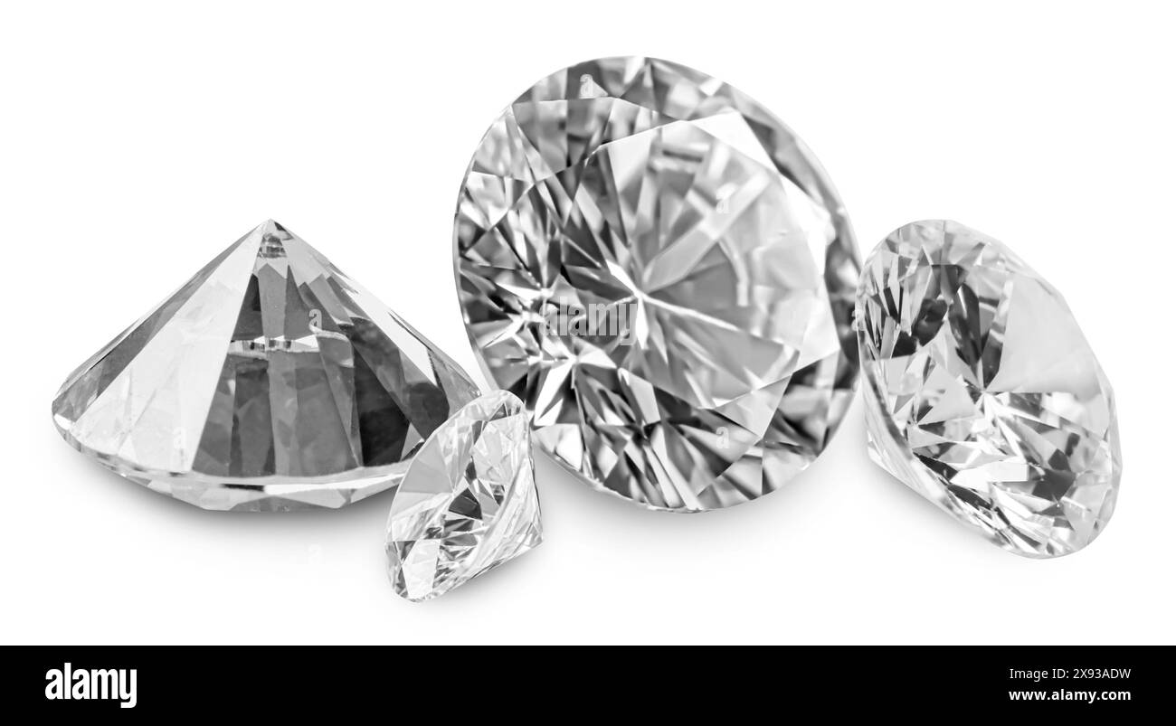 Many beautiful dazzling diamonds on white background Stock Photo - Alamy