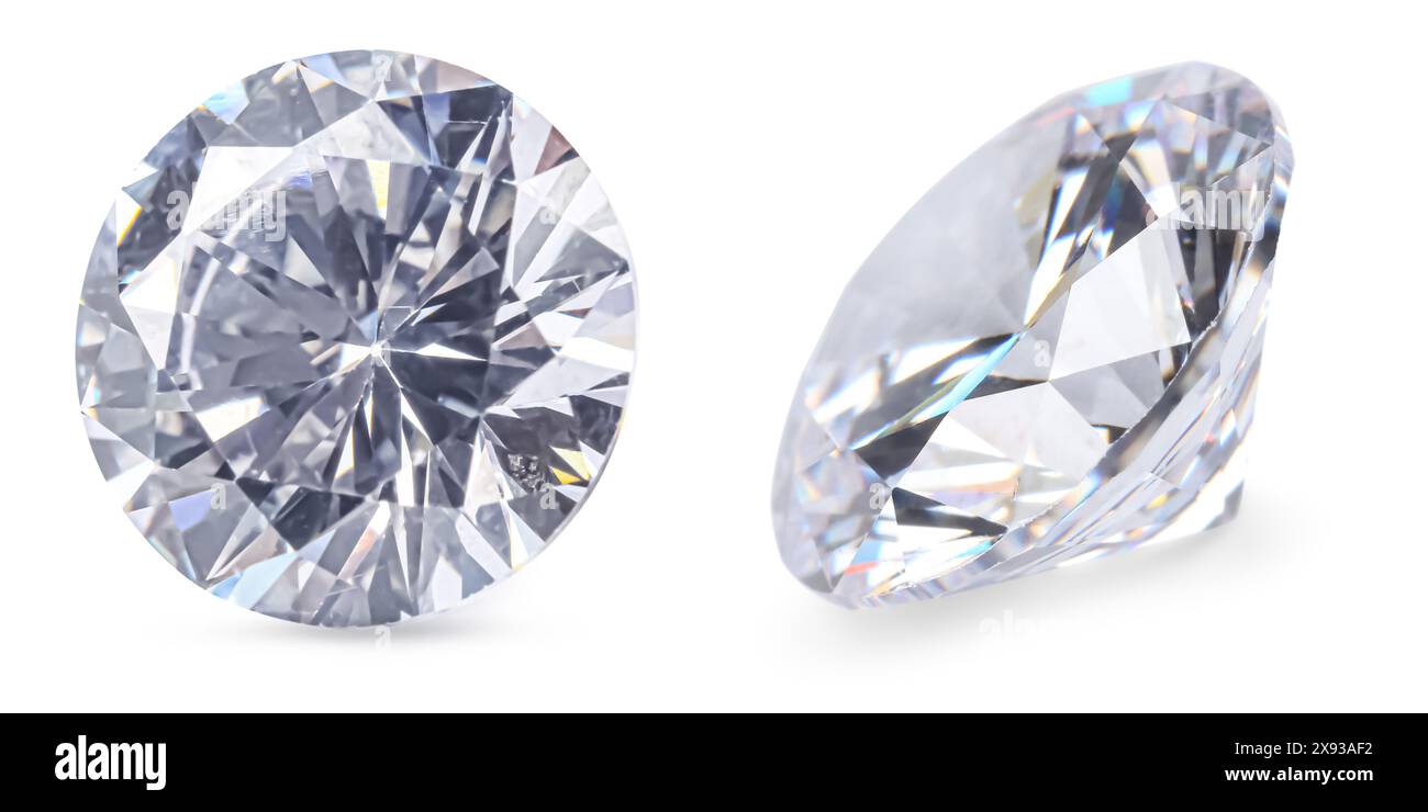 Beautiful dazzling diamonds on white background, collage Stock Photo ...