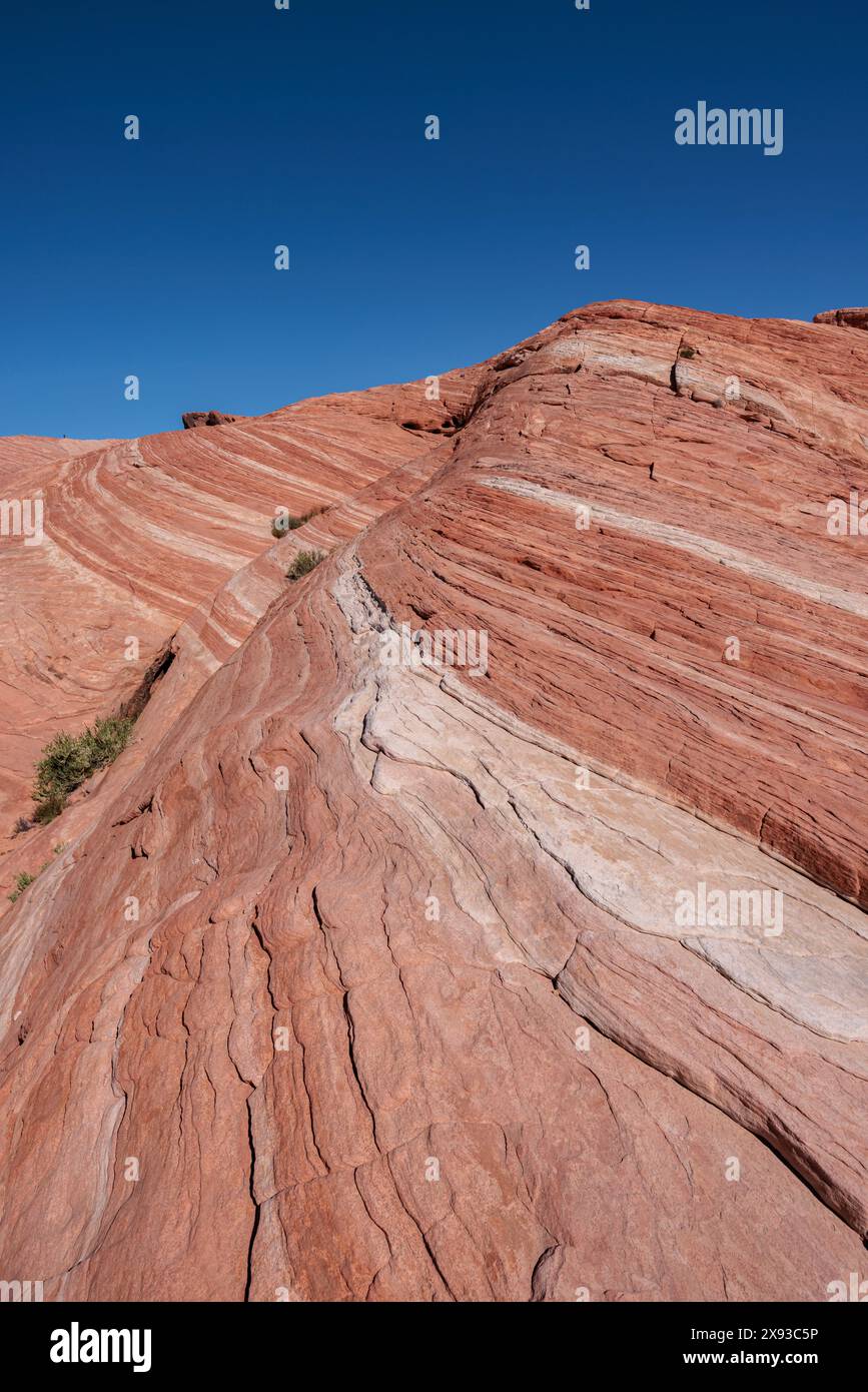 Layered rock formations along the Fire Wave Trail at Valley of Fire ...